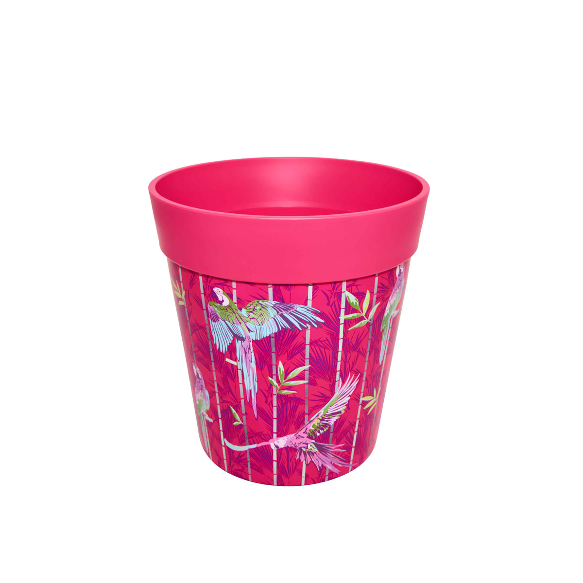 Pink Plastic Parrot Pattern Medium 22cm Indoor/Outdoor Pot – Hum Flowerpots