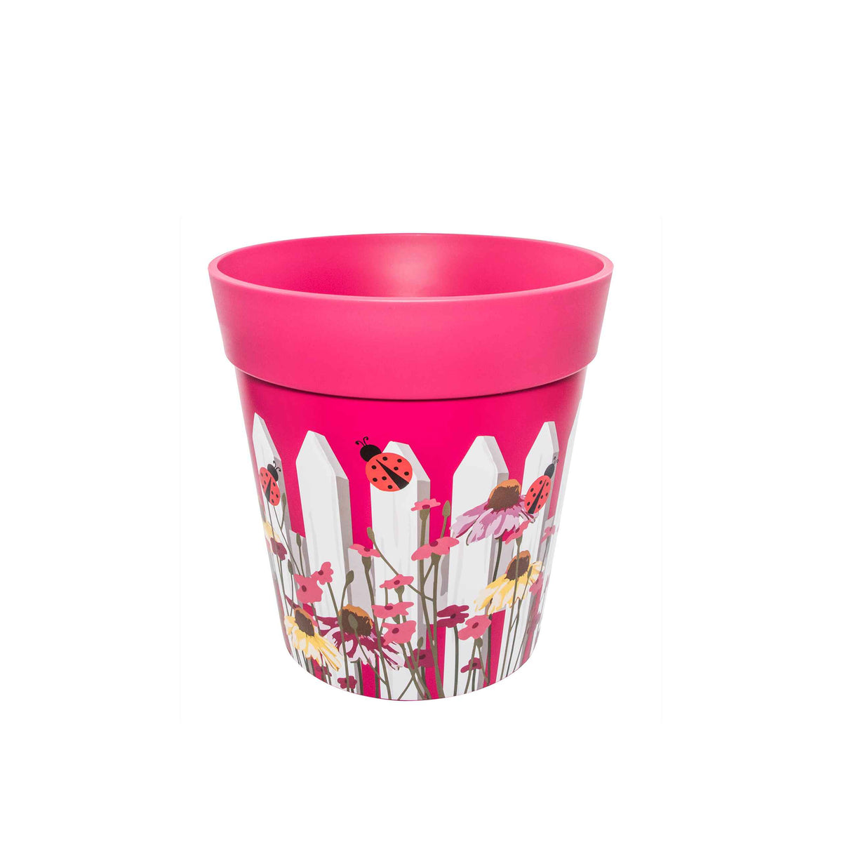 Pink Plastic Picket Fence Pattern Medium 22cm Indoor/Outdoor Pot – Hum ...
